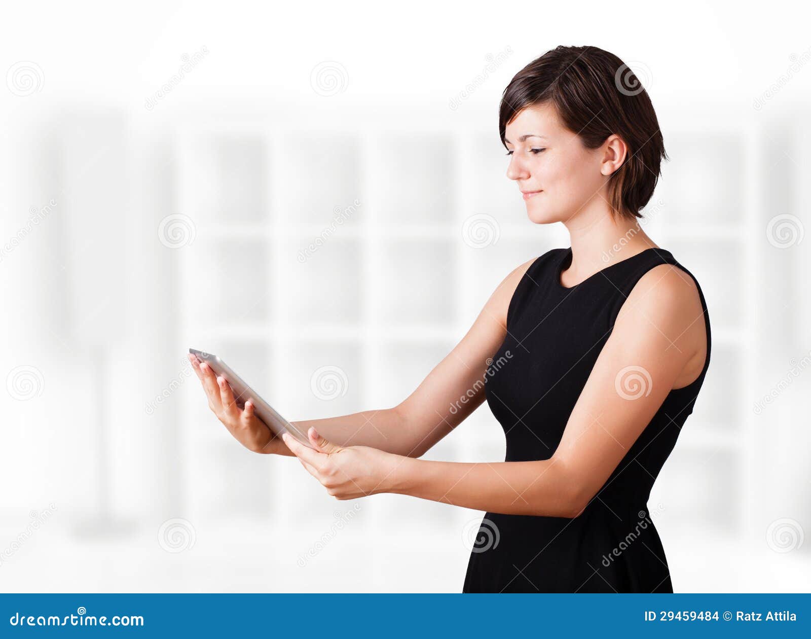 Young Woman Looking at Modern Tablet Stock Photo - Image of digital ...