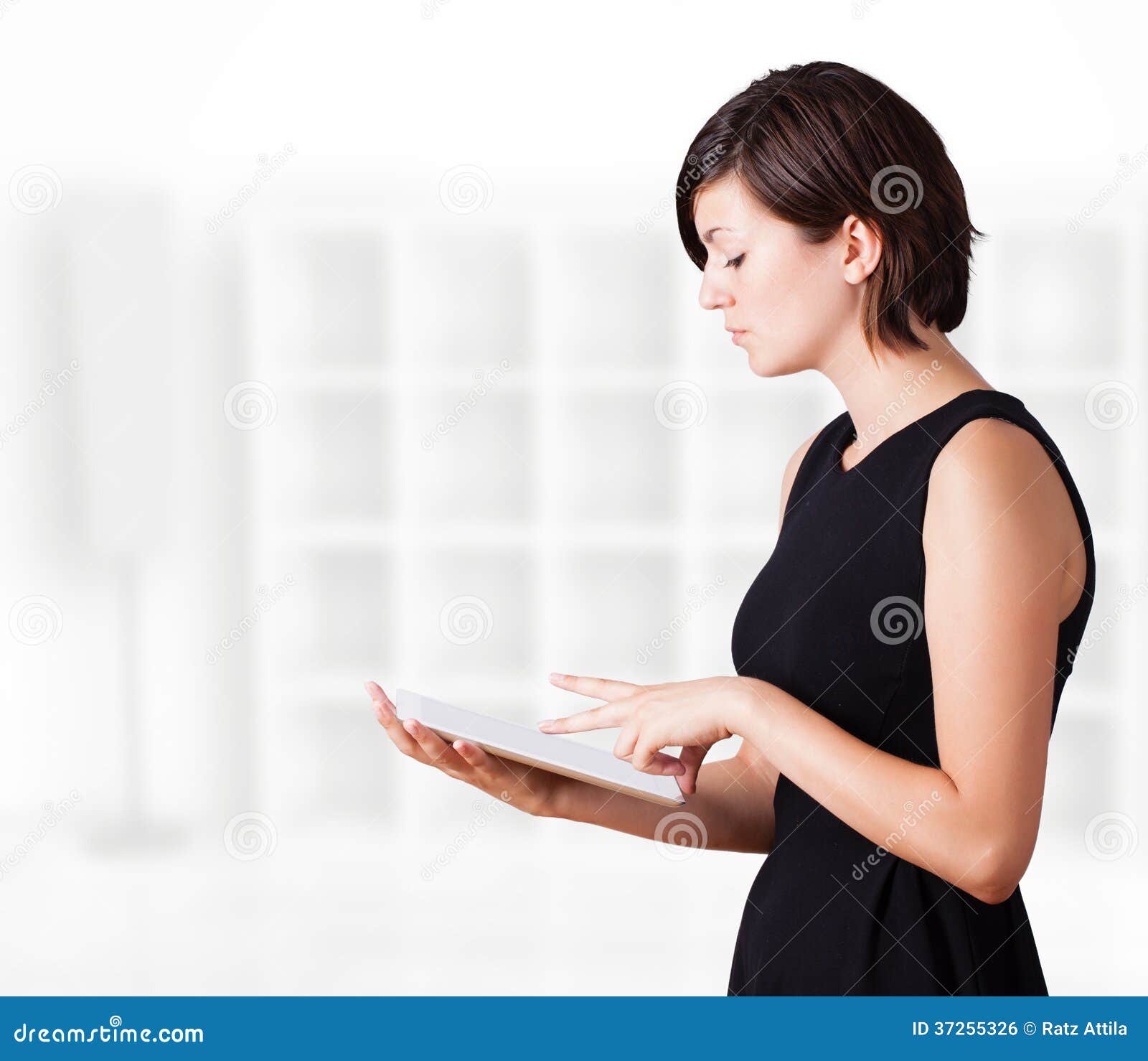 Young Woman Looking at Modern Tablet Stock Photo - Image of attractive ...