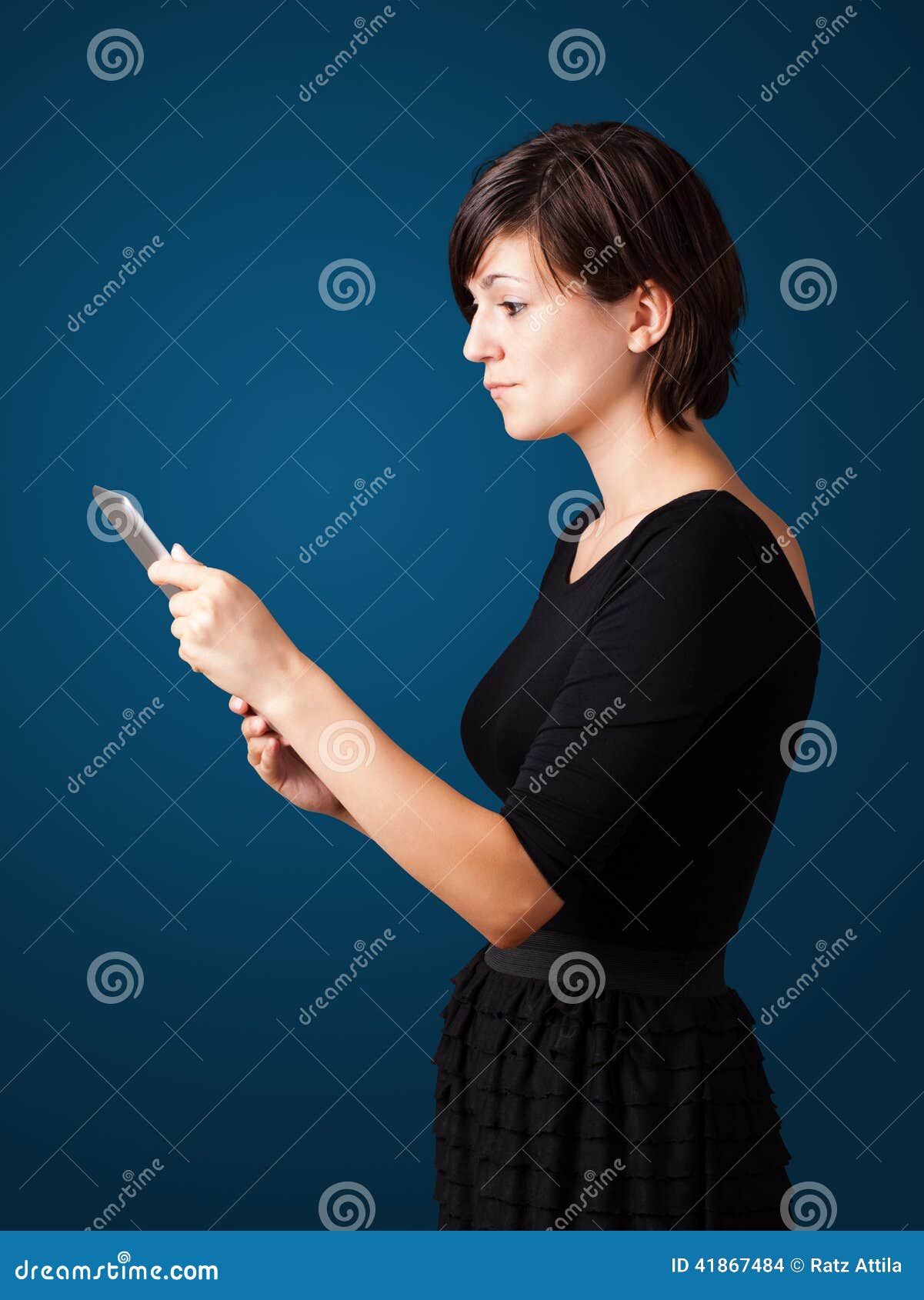 Young Woman Looking at Modern Tablet Stock Photo - Image of digital ...