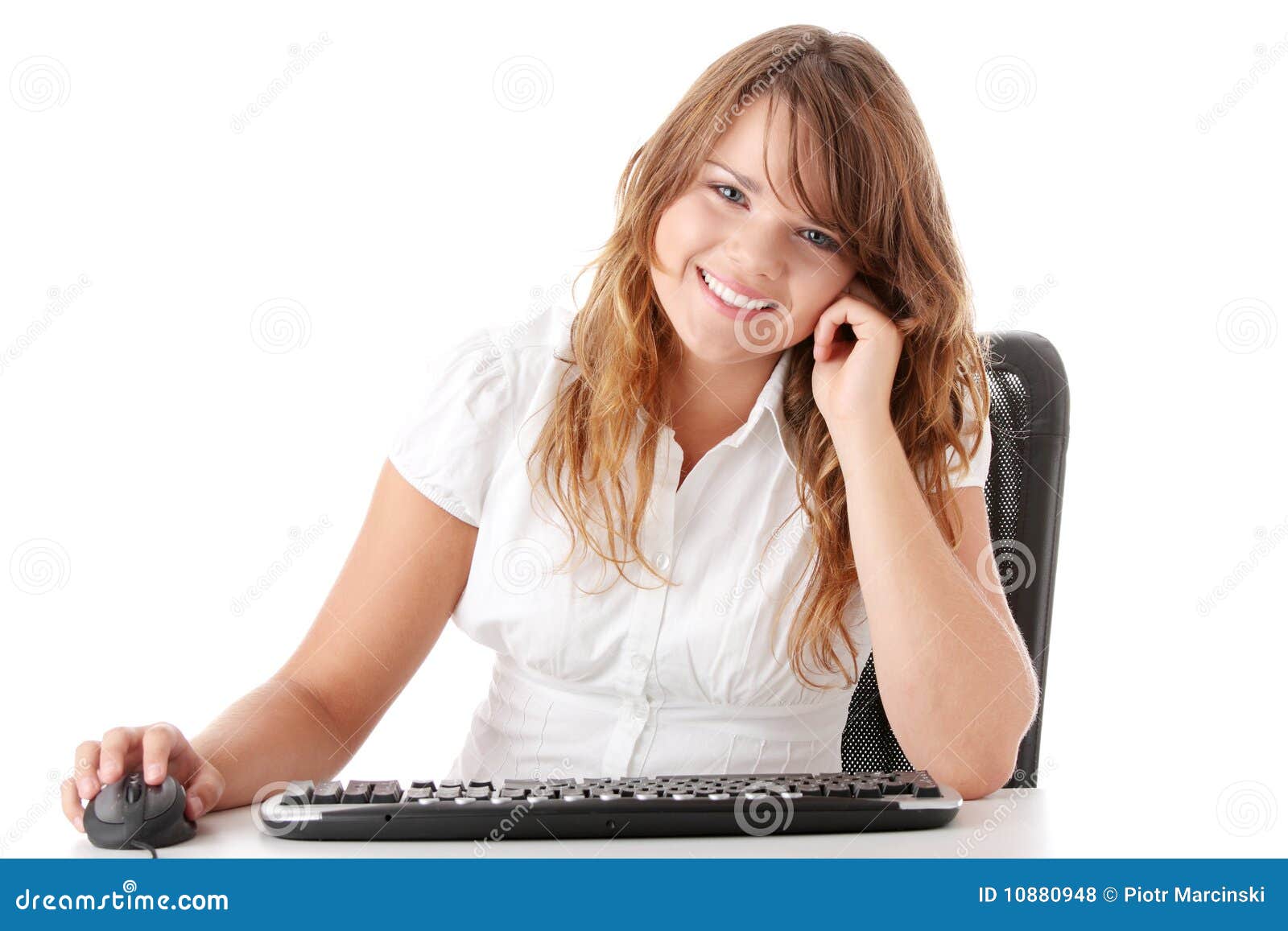 Young Woman Looking at Monitor. Stock Photo - Image of display, girl ...