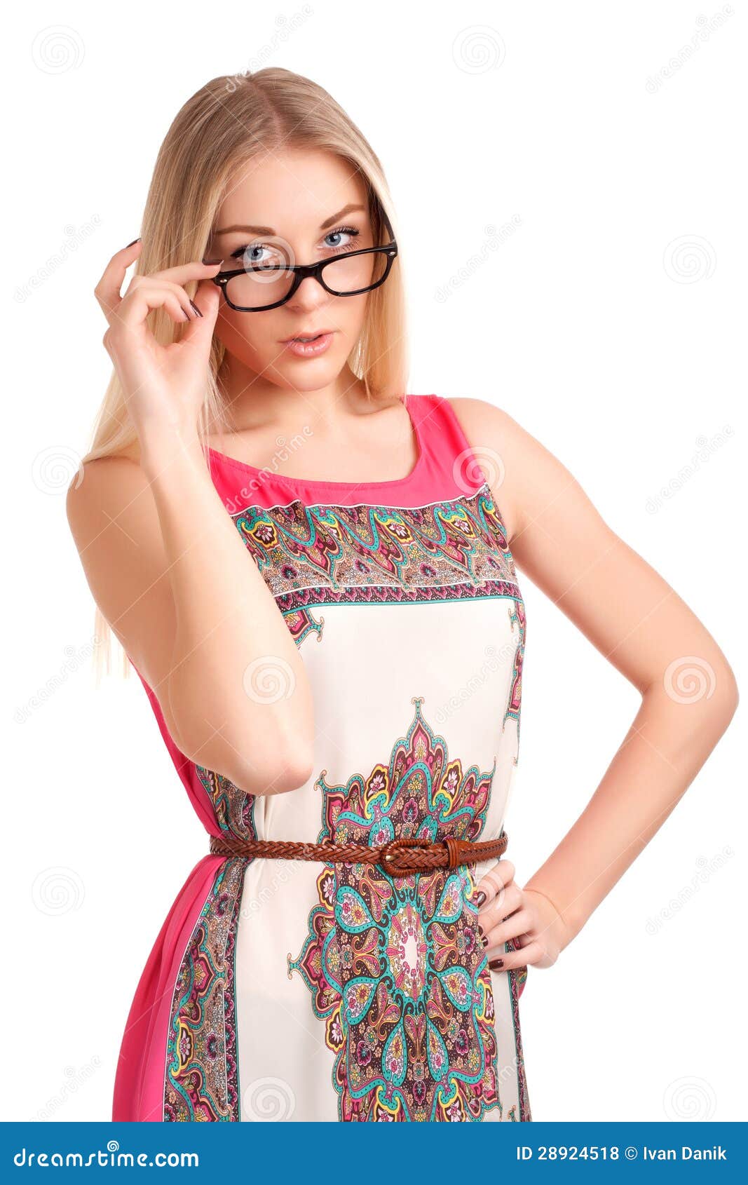 Young Woman Looking Over Glasses Stock Photo - Image of confident, hand ...