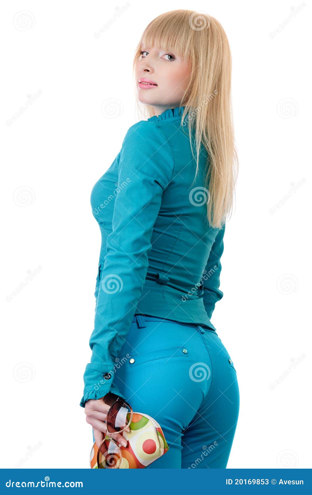 Young Woman Looking Over Shoulder Stock Image - Image of blond, cute ...