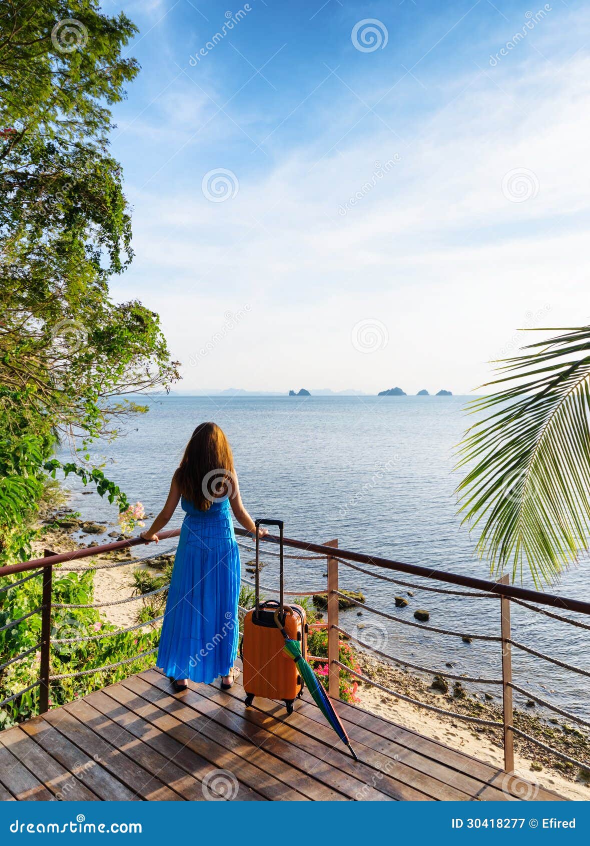 Young Woman Looking at the Sea Stock Image - Image of landscaped ...