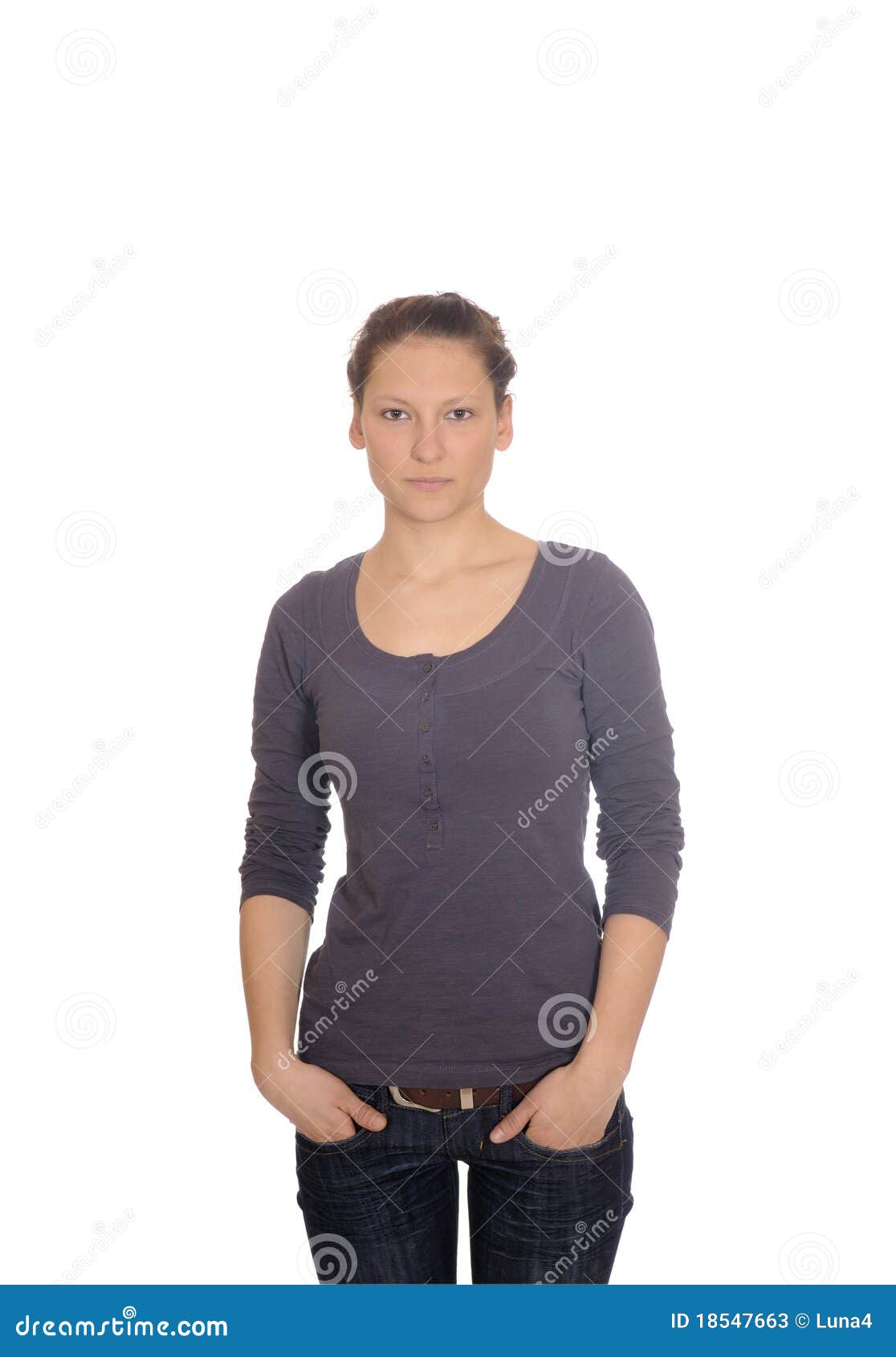 Young Woman Looking Serious Stock Image - Image of female, calm: 18547663