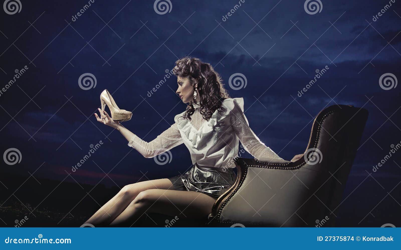 Young Woman Looking at Shoe Stock Photo - Image of glamour, suitcase ...