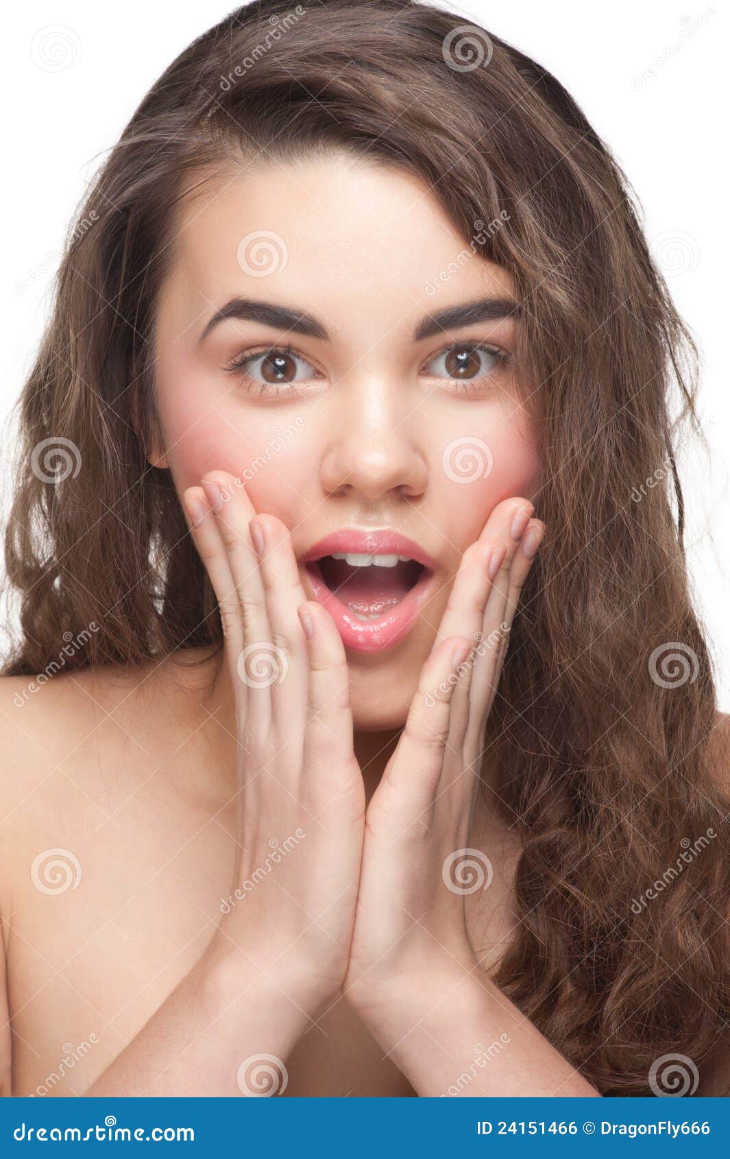 Young Woman Looking Surprised Stock Photo - Image of mouth, portrait ...