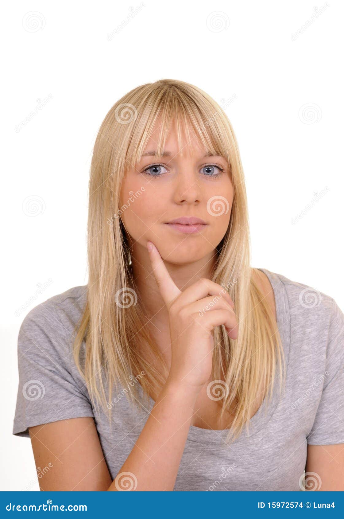 Young Woman Looking Thoughtful Stock Photo - Image of face, beautiful ...
