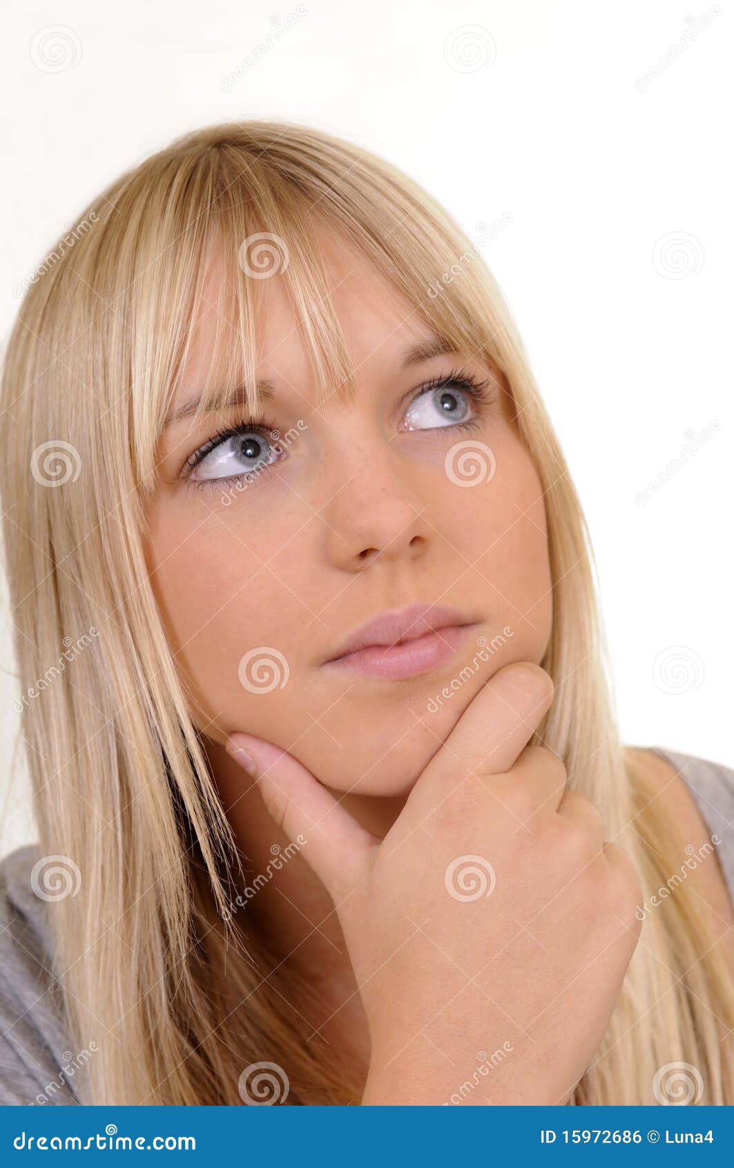 Young Woman Looking Thoughtful Stock Photo - Image of meditative ...