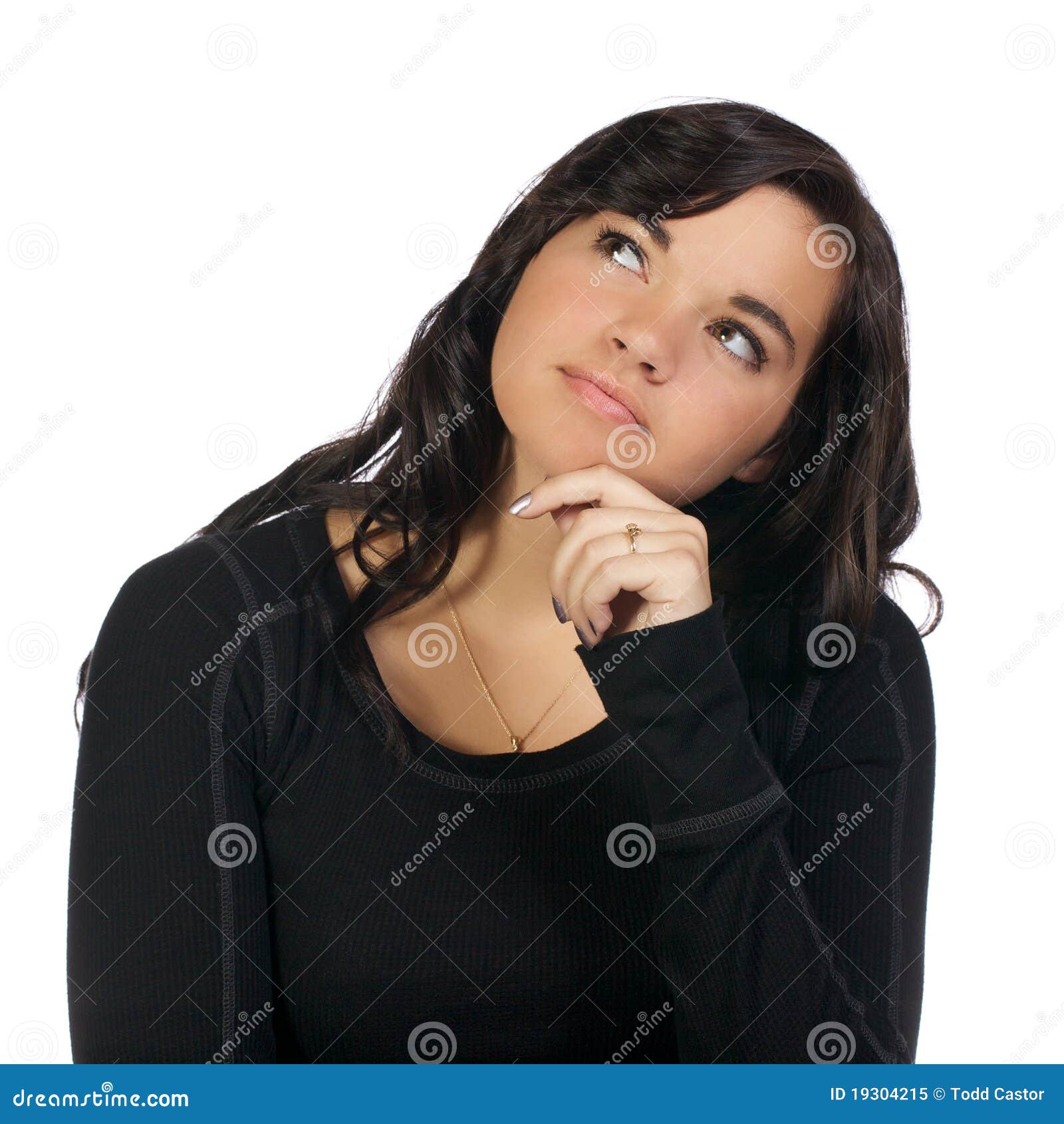 Young Woman Looking Up in Contemplation Stock Image - Image of ...