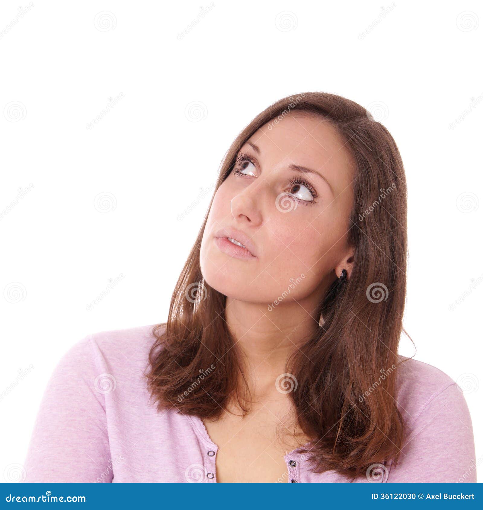 Young woman looking up stock photo. Image of think, space - 36122030