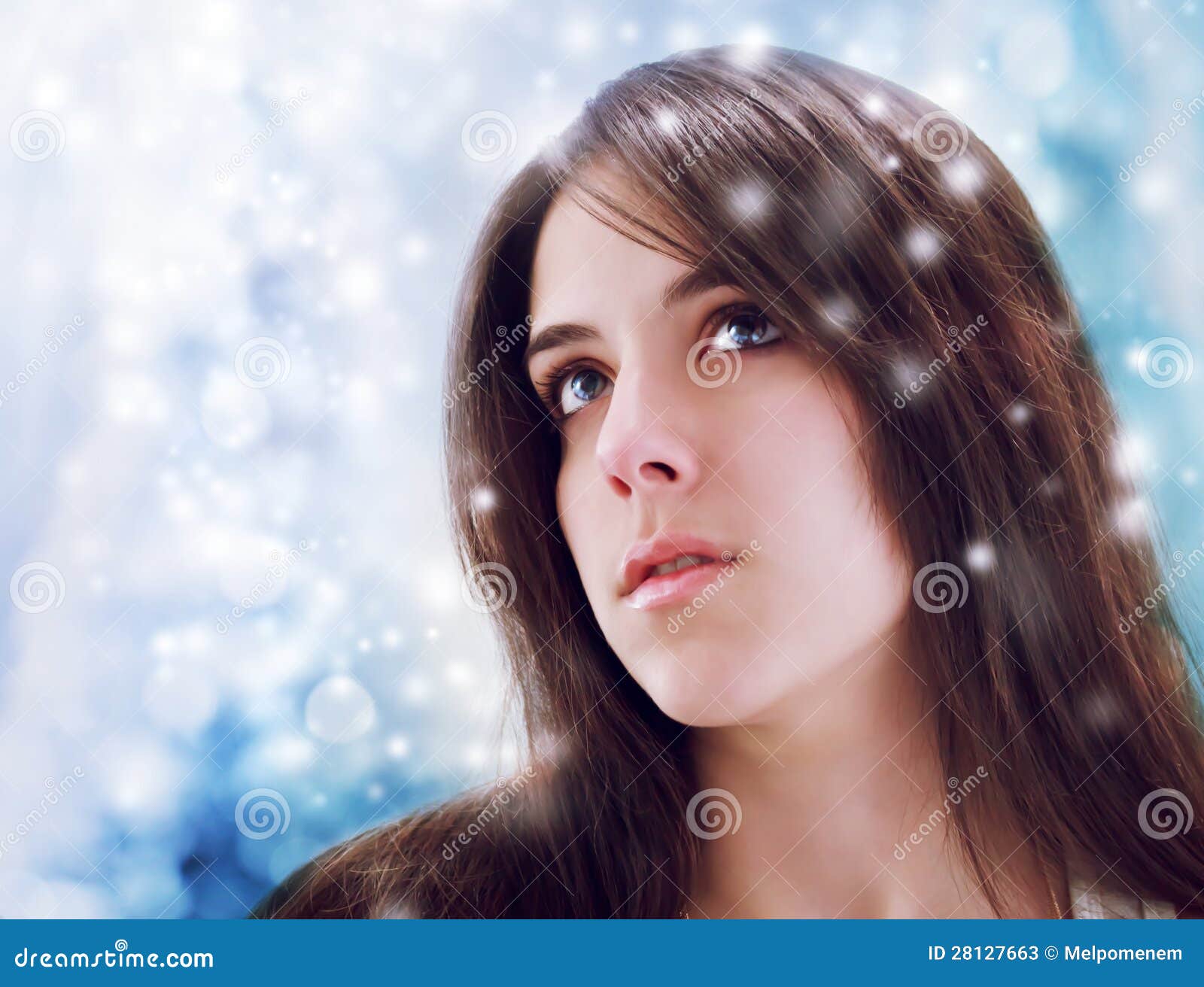 Young Woman Looking Upward stock image. Image of long - 28127663