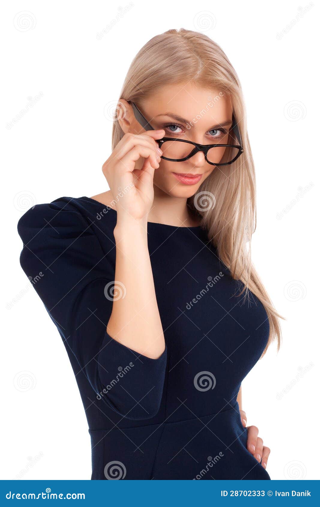 Young Woman Looking at You Over Glasses Stock Image - Image of young ...