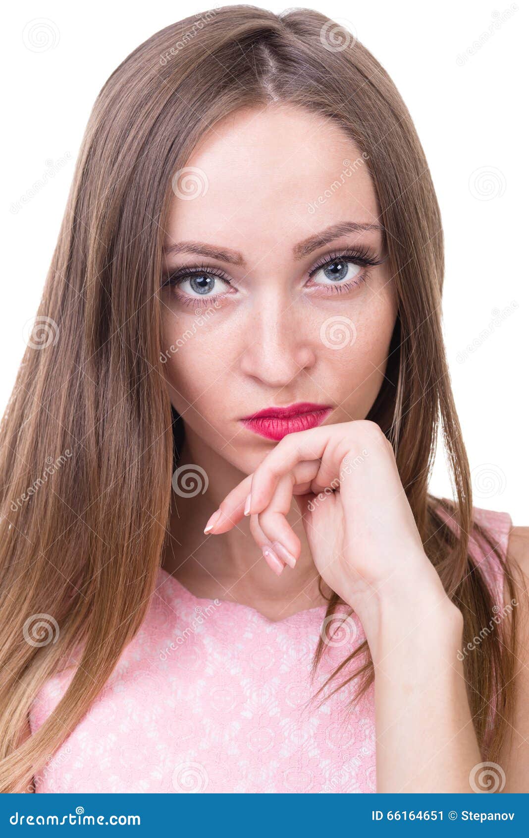 Young Woman Looks Skeptical Stock Image - Image of indecisive, isolated ...