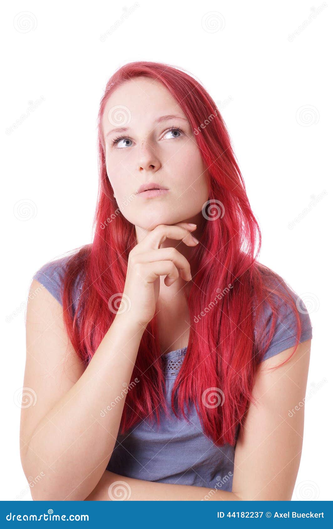 Young Woman Lost in Thought Stock Image - Image of choice, imagination ...