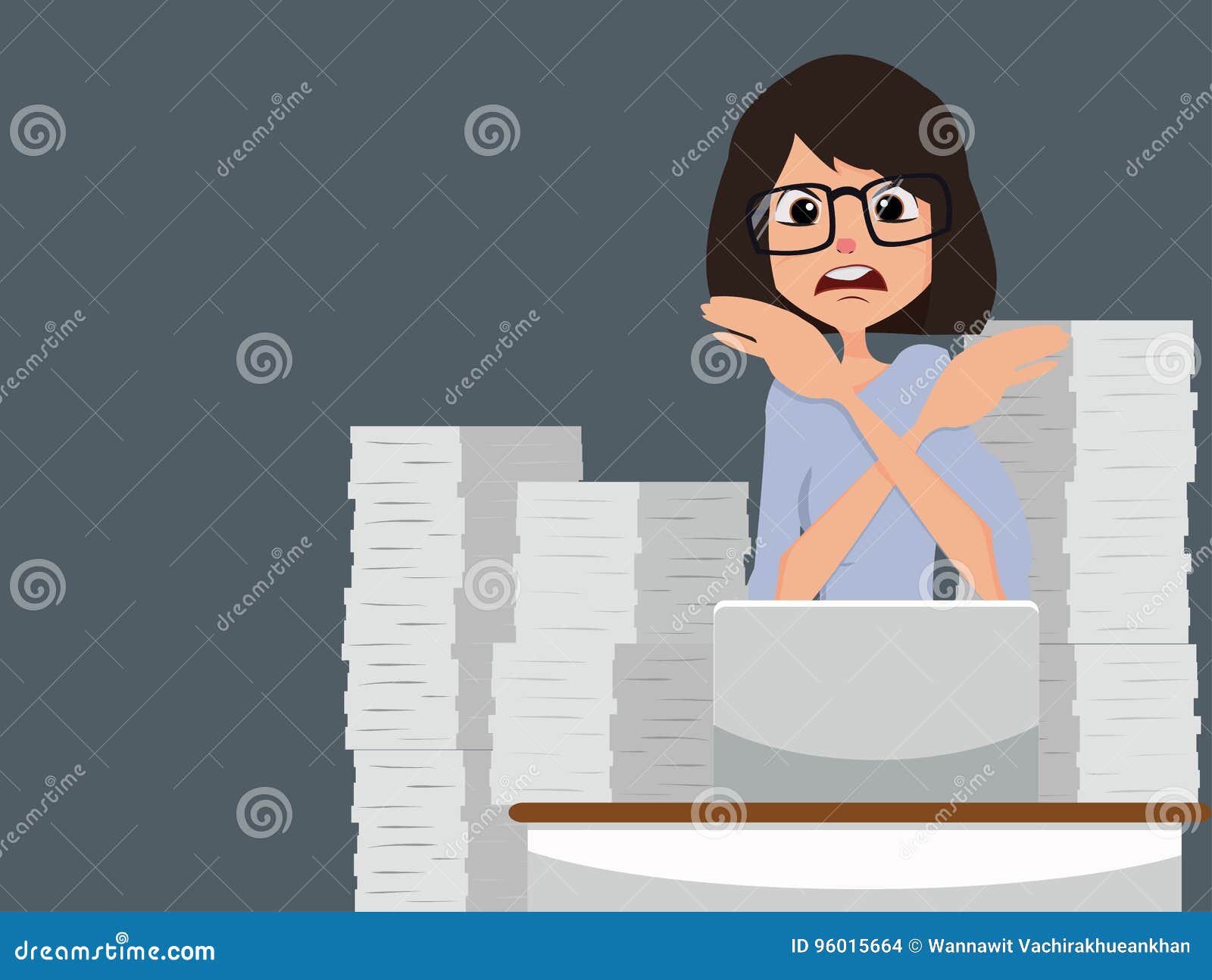 Young Woman with a Lot of Work Stock Vector - Illustration of overload ...
