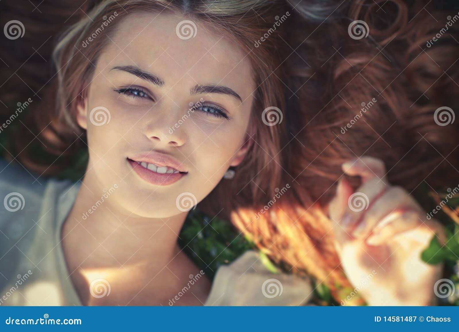 Young Woman Lying on Grass Portrait Stock Image - Image of resting ...