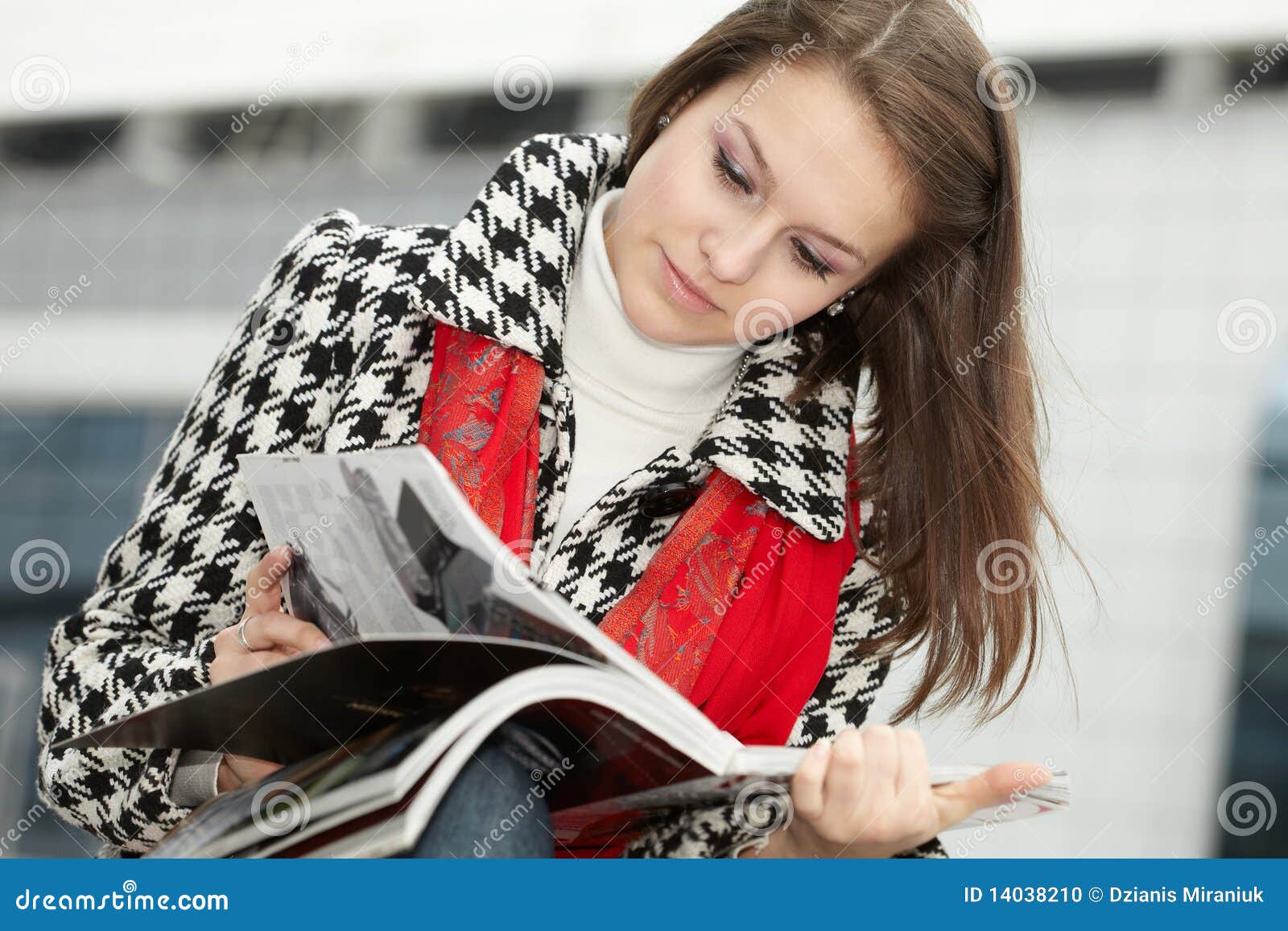 Young woman with magazine stock photo. Image of beautiful - 14038210