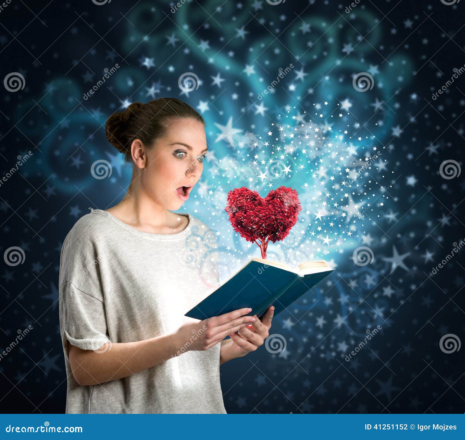 Young Woman with Magic Book Stock Photo - Image of magical, colorful ...