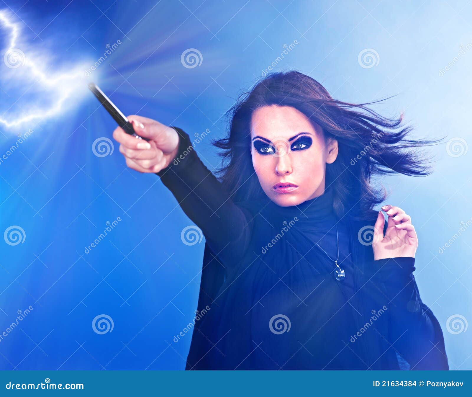 Young Woman with Magic Wand. Stock Photo - Image of fairy, people: 21634384