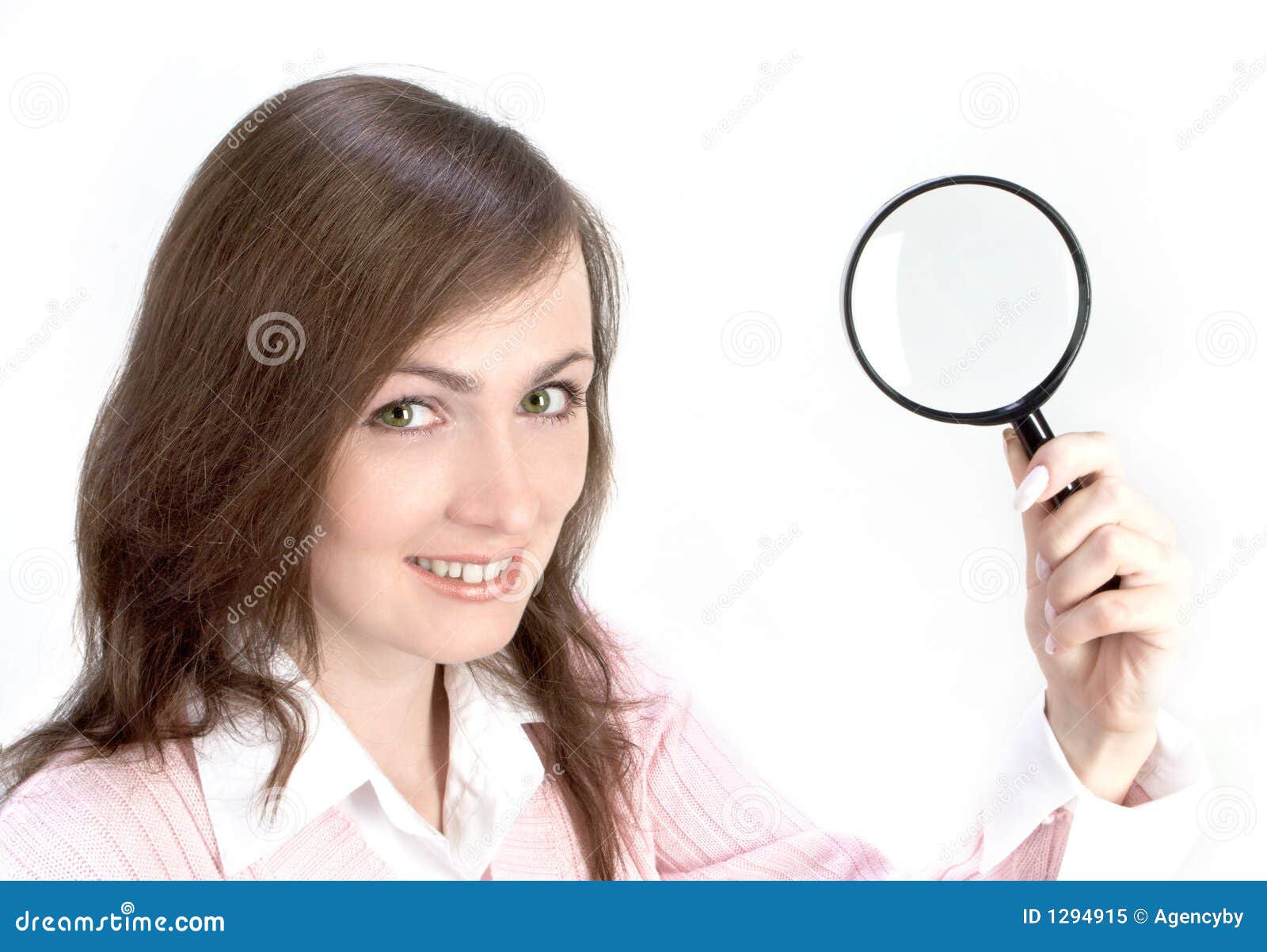 Young Woman with Magnifying Glass Stock Image - Image of people ...