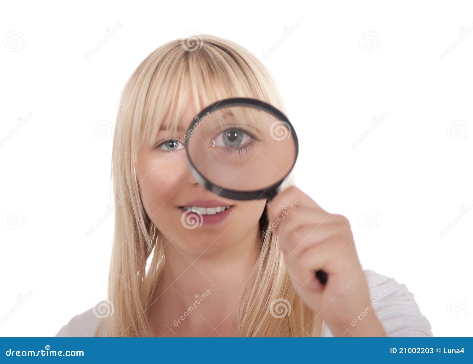 Young Woman with Magnifying Glass Stock Image - Image of beauty ...