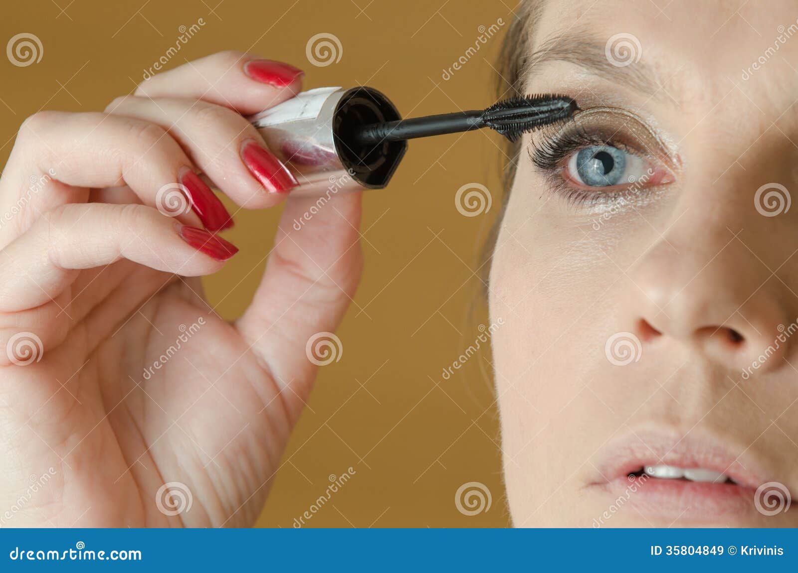 Young Woman in Make - Up Process Stock Image - Image of eyebrows ...