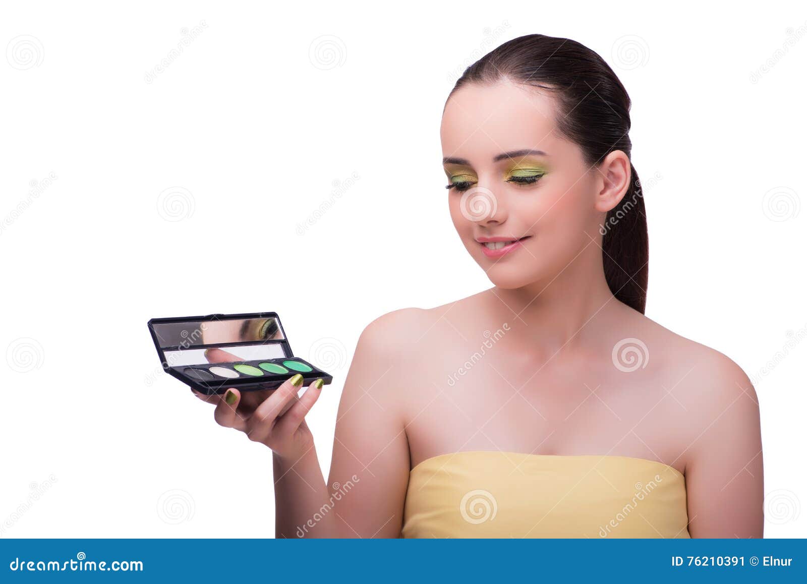 The Young Woman during Make-up Session Isolated on White Stock Image ...