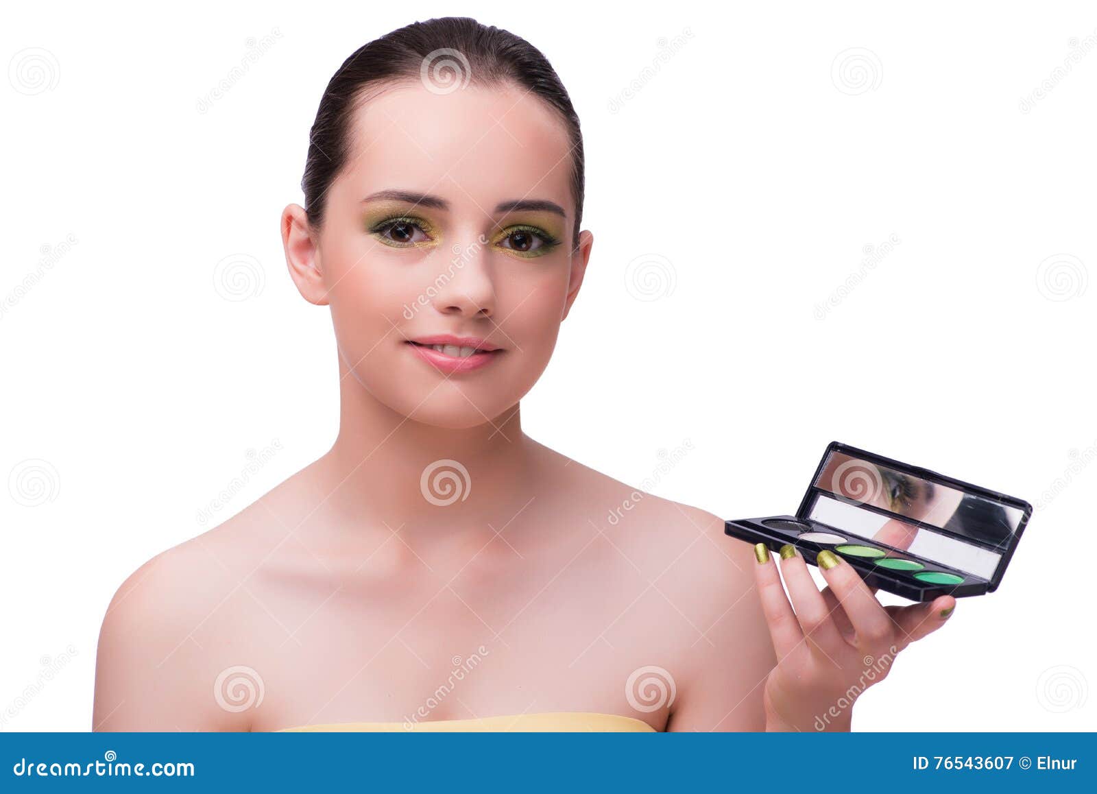 The Young Woman during Make-up Session Isolated on White Stock Image ...