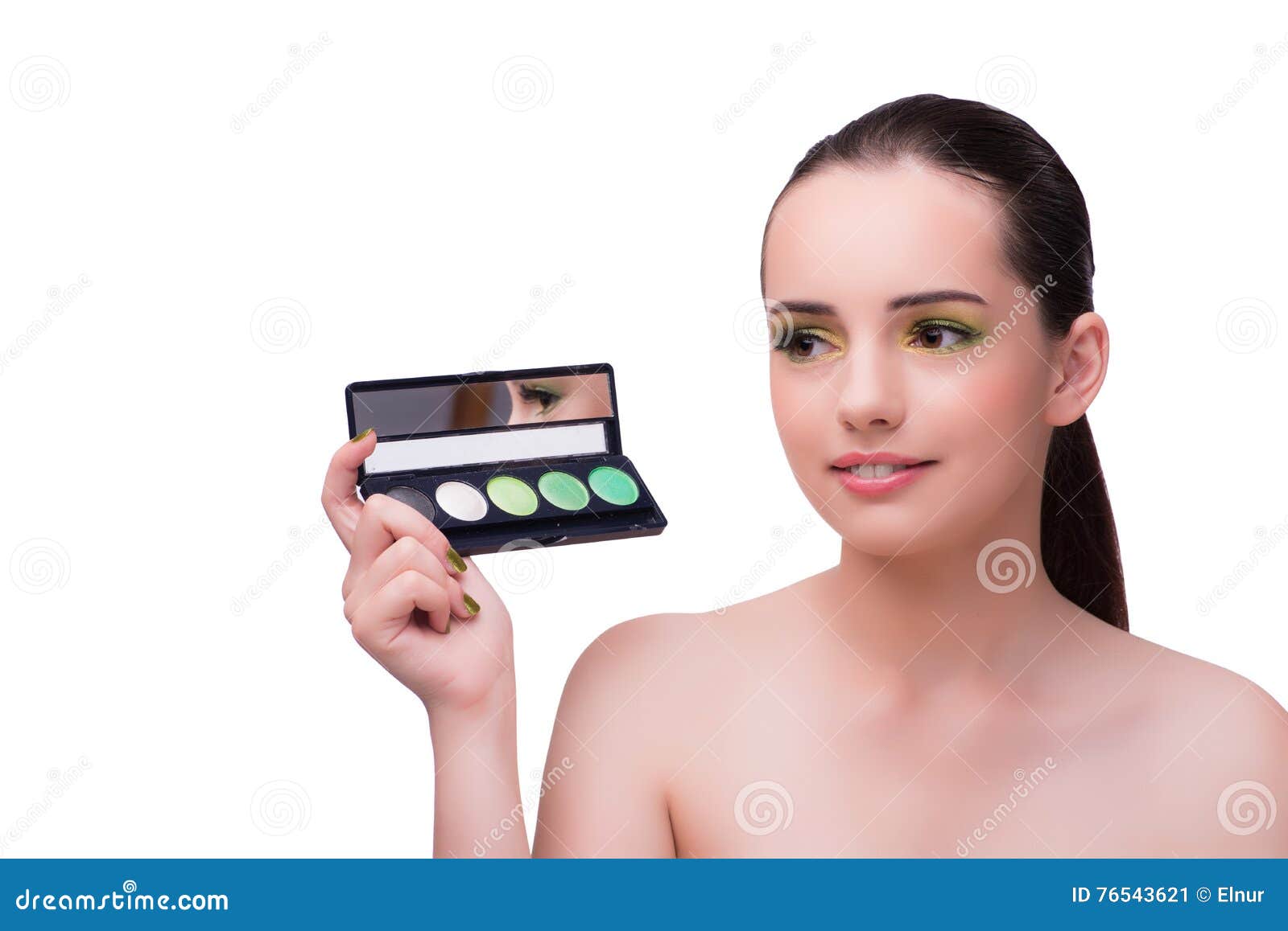 The Young Woman during Make-up Session Isolated on White Stock Image ...