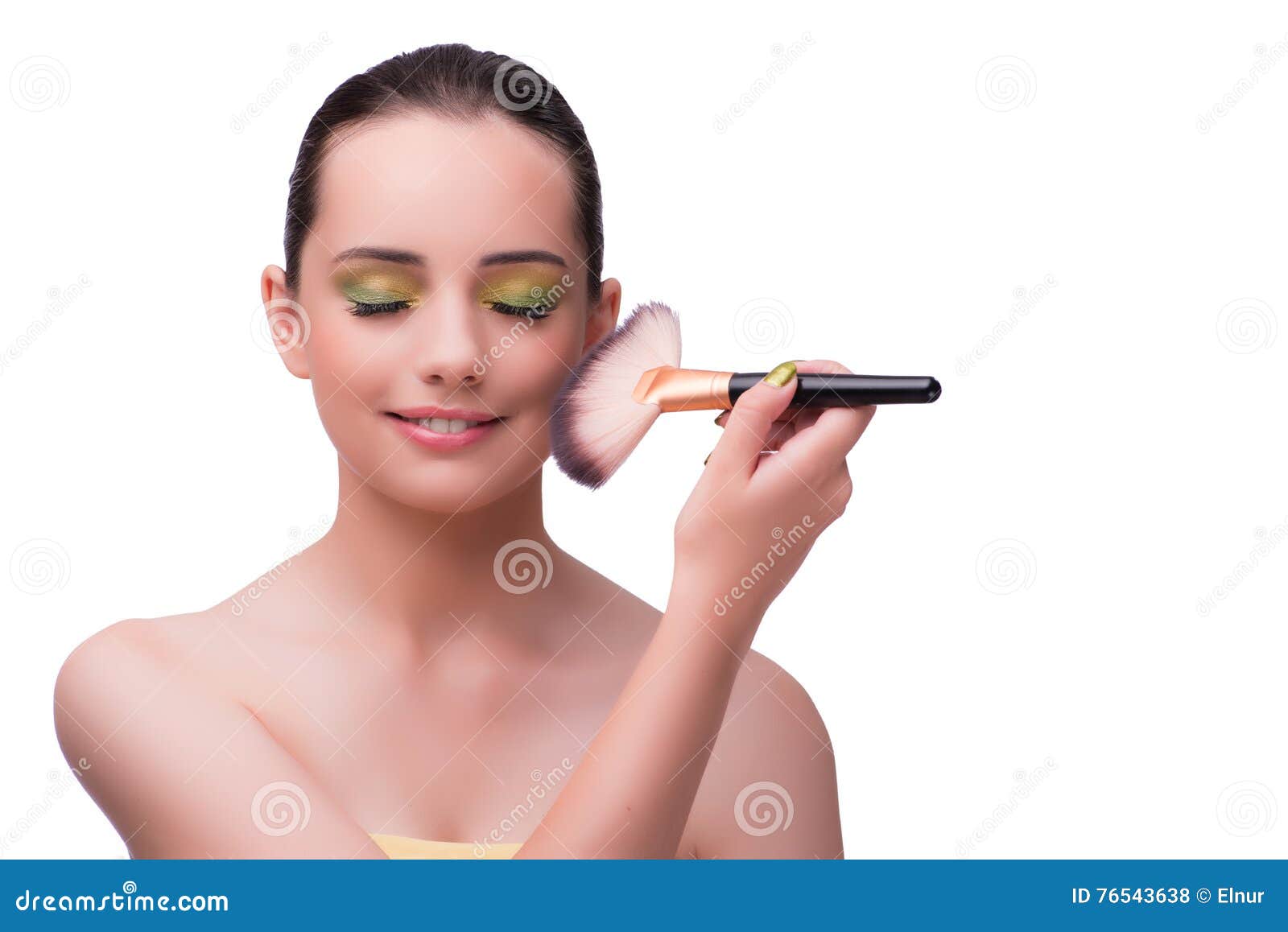 The Young Woman during Make-up Session Isolated on White Stock Photo ...