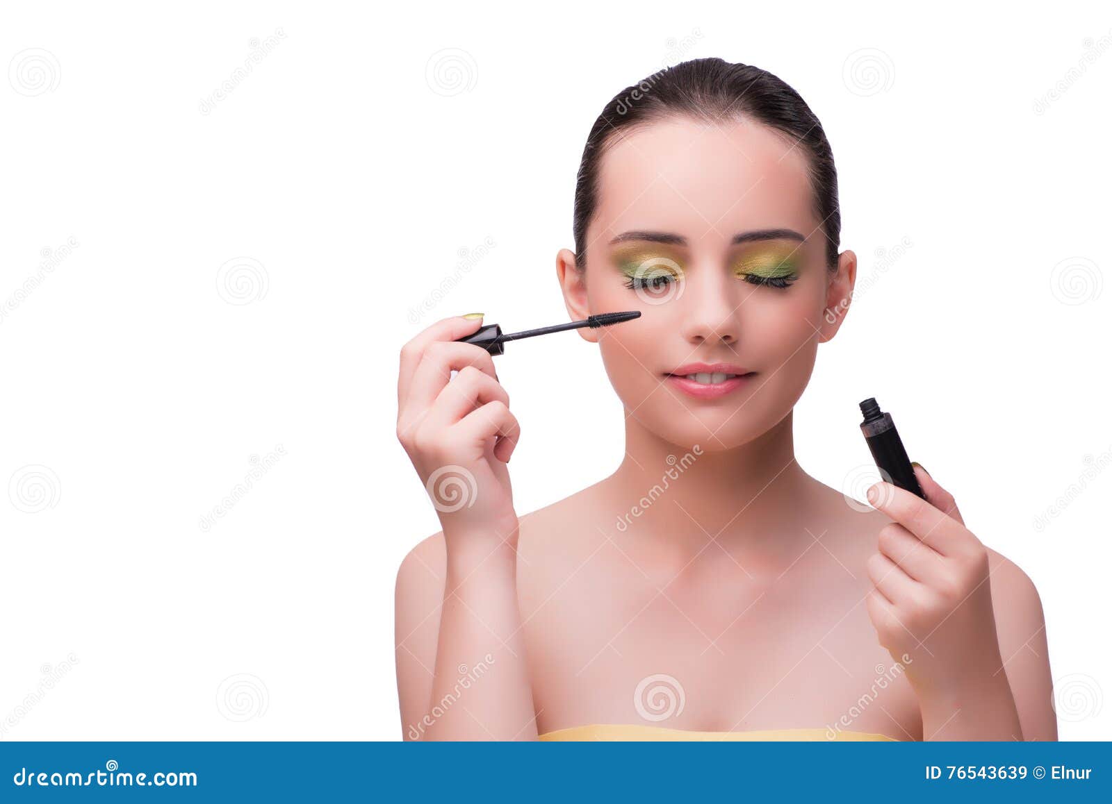 The Young Woman during Make-up Session Isolated on White Stock Image ...
