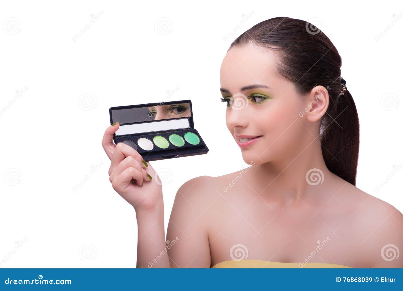 The Young Woman during Make-up Session Isolated on White Stock Image ...