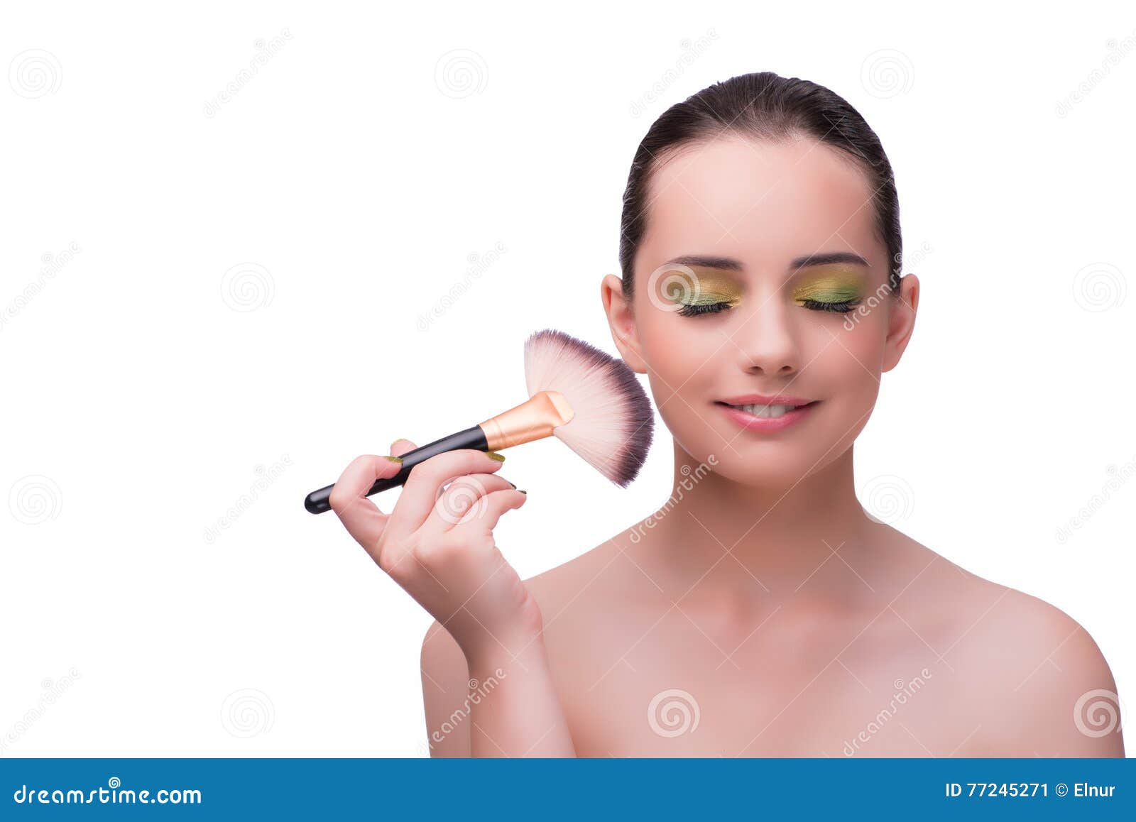The Young Woman during Make-up Session Isolated on White Stock Image ...