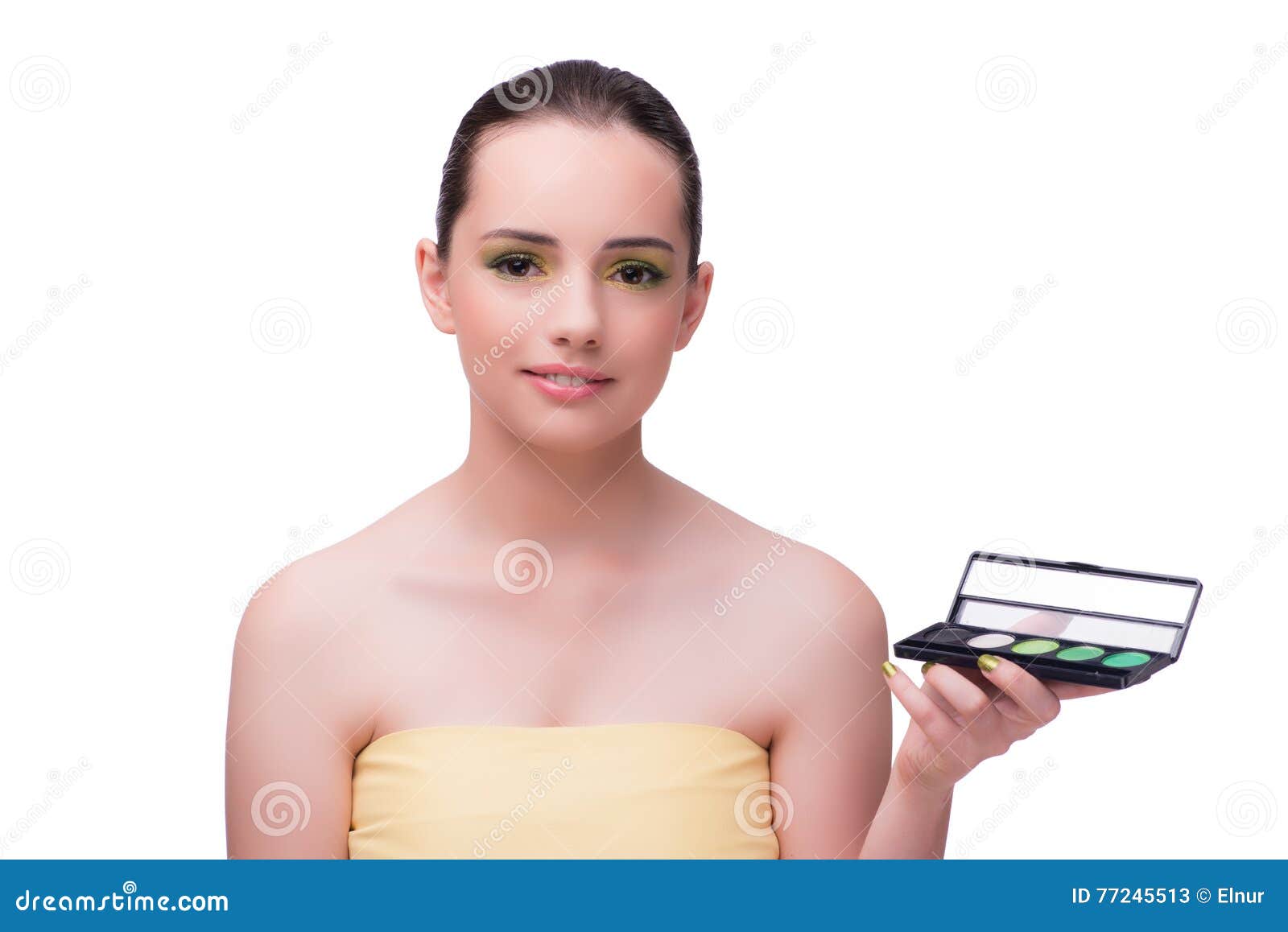 The Young Woman during Make-up Session Isolated on White Stock Image ...