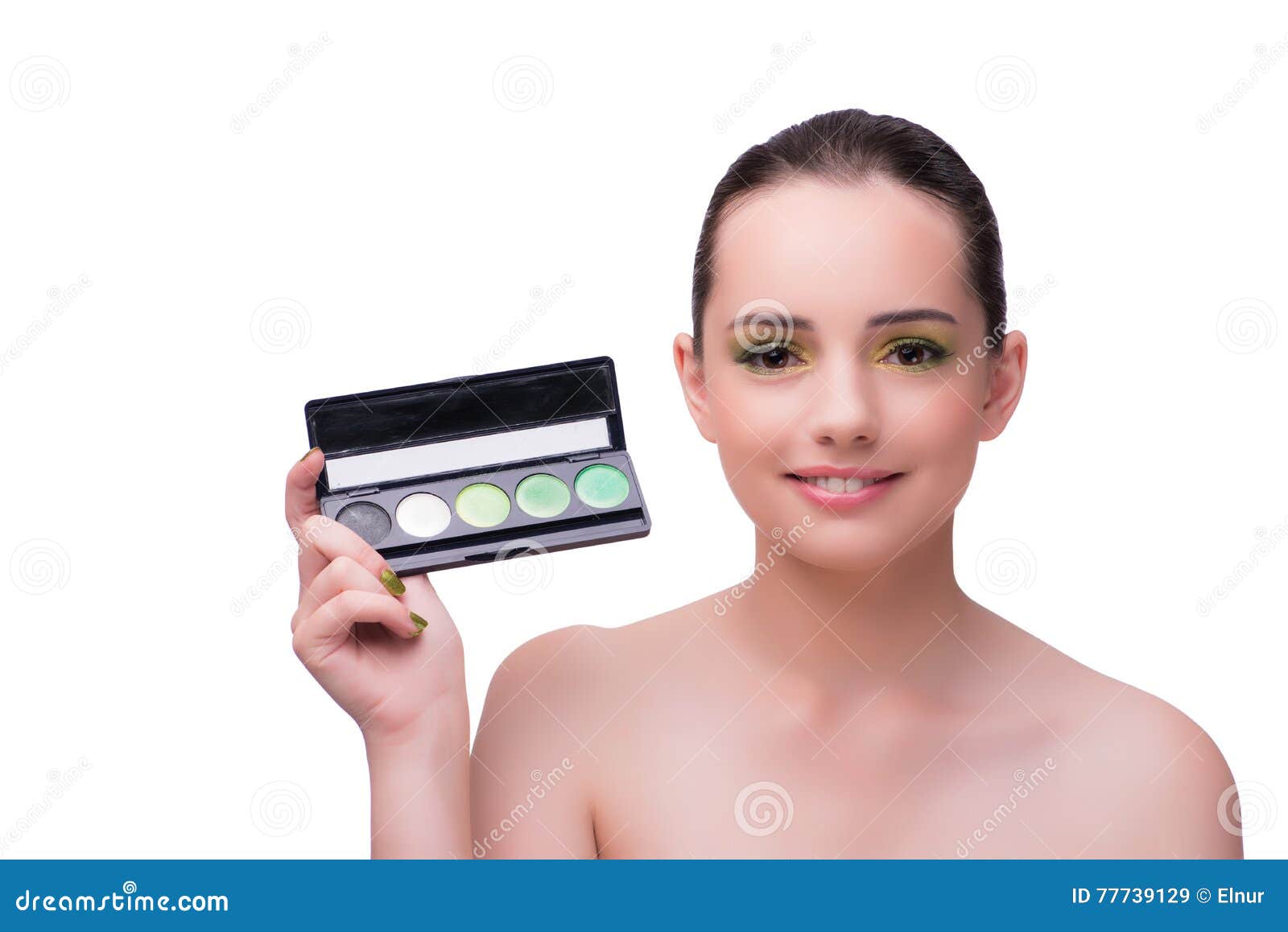 The Young Woman during Make-up Session Isolated on White Stock Image ...