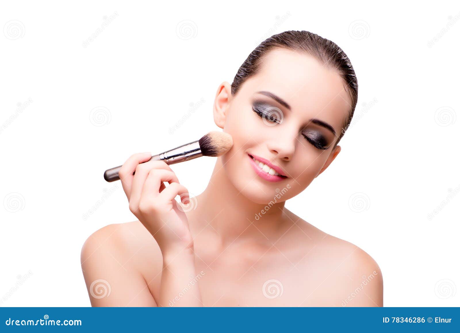The Young Woman during Make-up Session on White Stock Photo - Image of ...