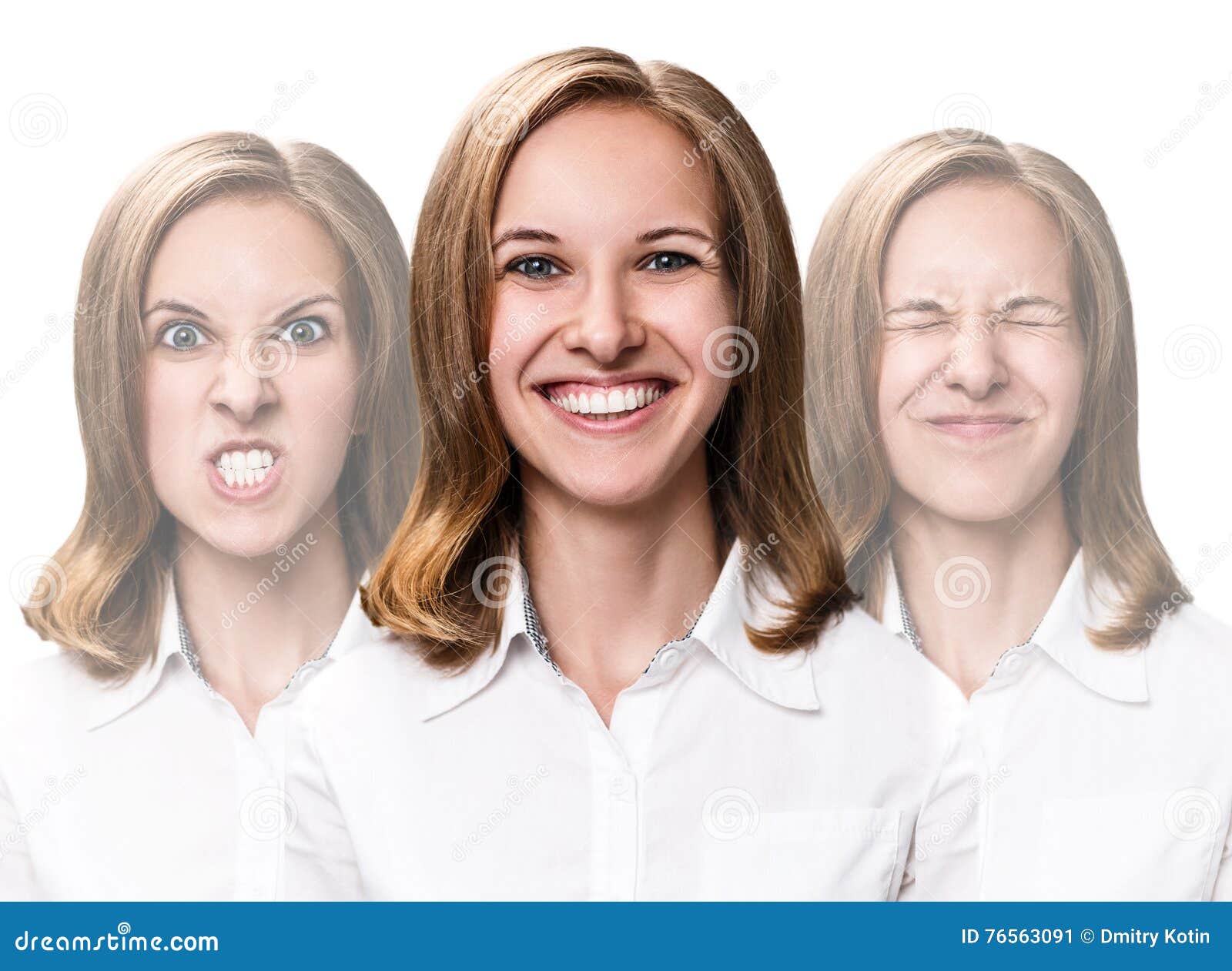 Young Woman Makes Fun Faces Stock Image - Image of grimace, concept ...