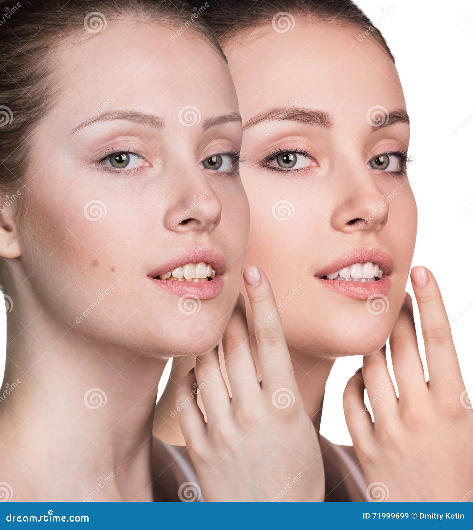 Young Woman without and with Makeup Stock Image - Image of human ...