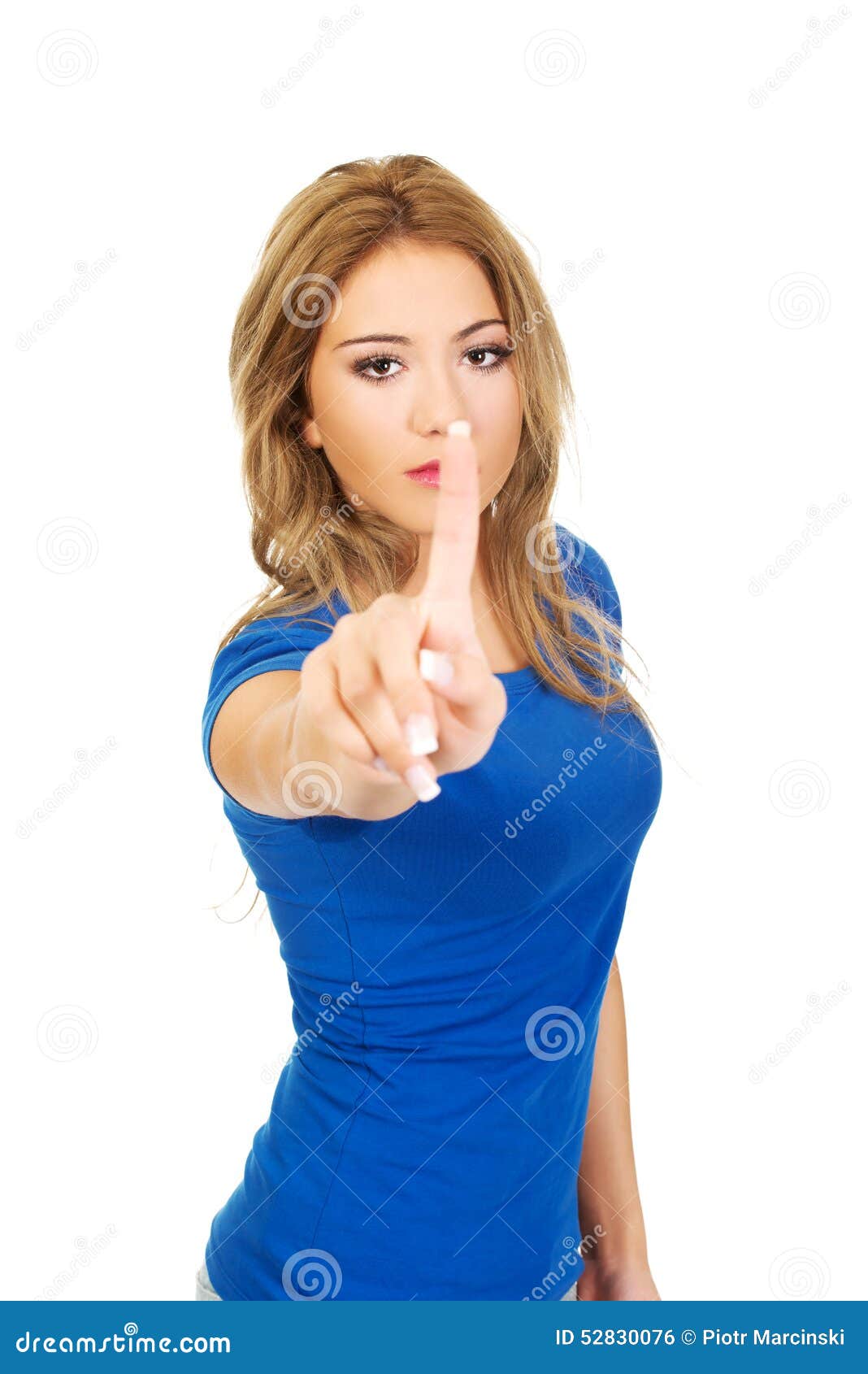 Young Woman Making Disagree Sign. Stock Photo - Image of brave, forbid ...