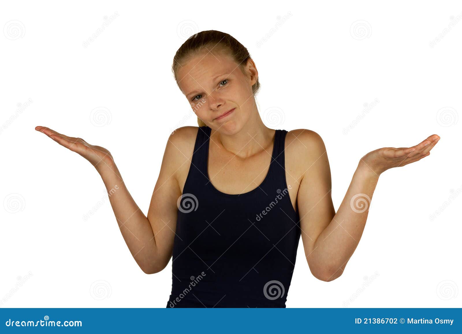 Young Woman Making Do Not Know Sign Stock Photo - Image of serene, teen ...