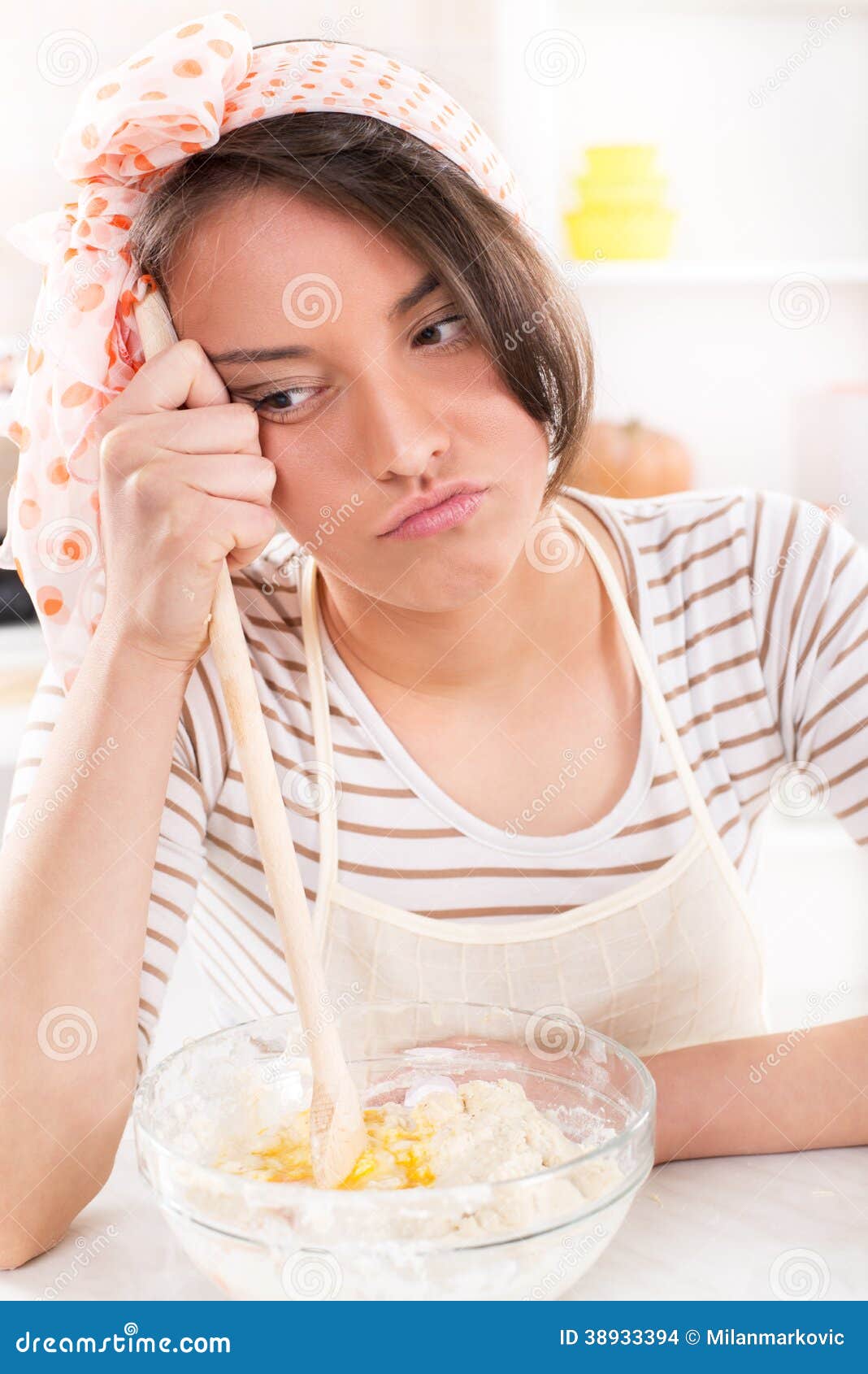 Young woman making dough stock photo. Image of bakery - 38933394