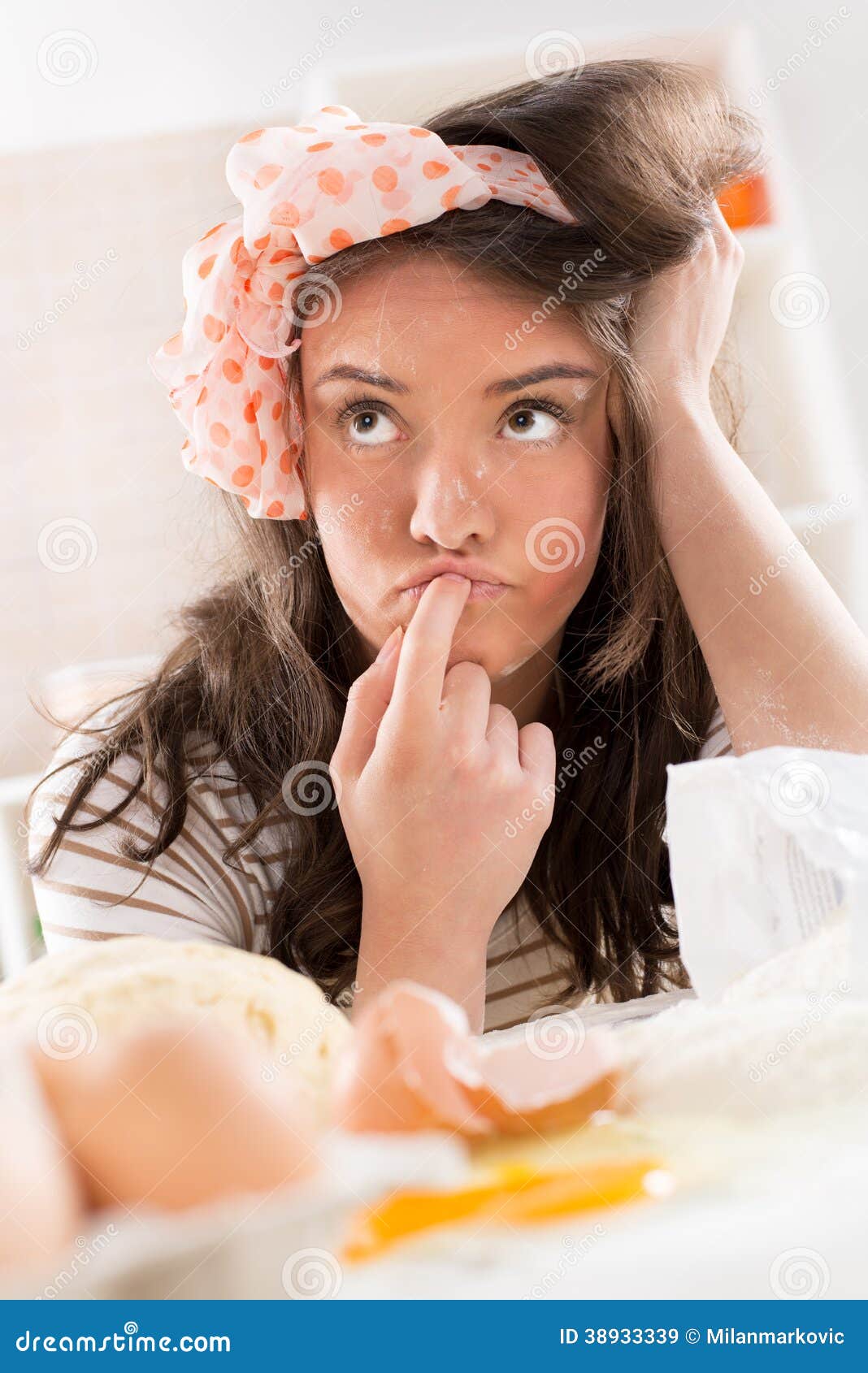 Young woman making dough stock image. Image of kitchen - 38933339