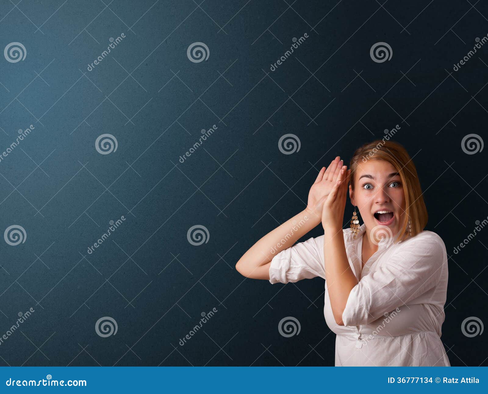 Young Woman Making Gestures Stock Photo - Image of cute, copyspace ...