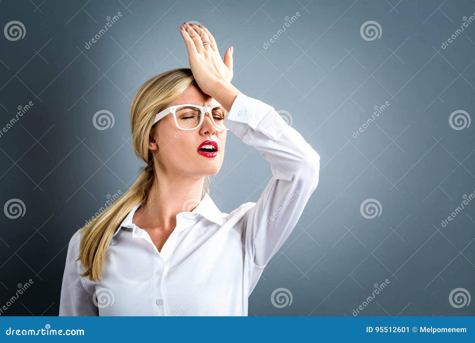 Young Woman Making A Mistake Stock Image - Image of remember, glasses ...