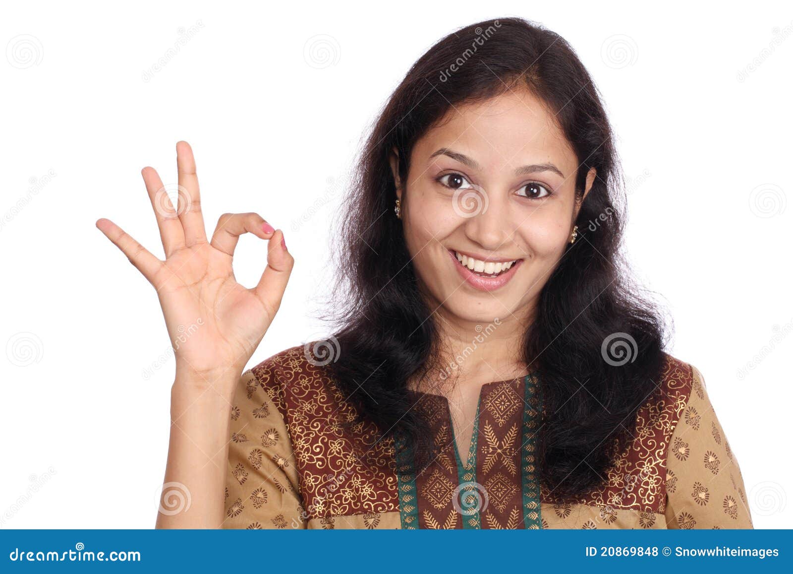 Young woman making OK sign stock photo. Image of happiness - 20869848