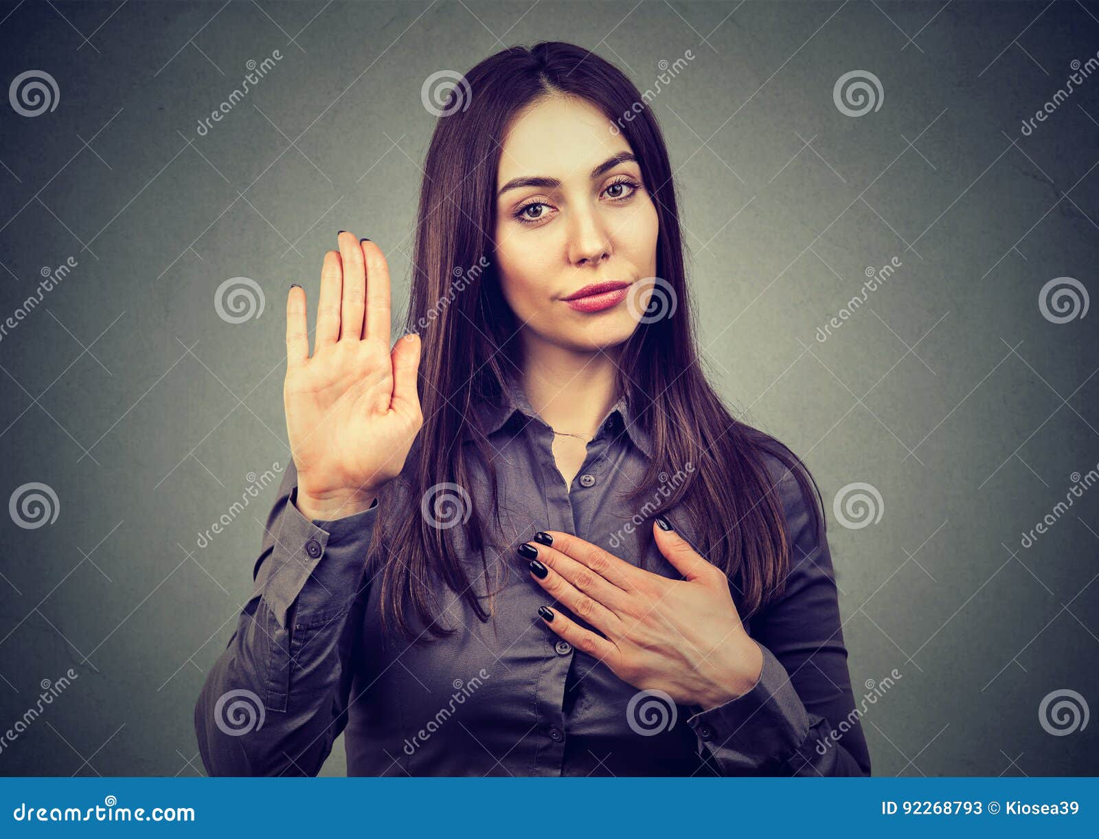 Young Woman Making a Promise Stock Image - Image of politics, body ...