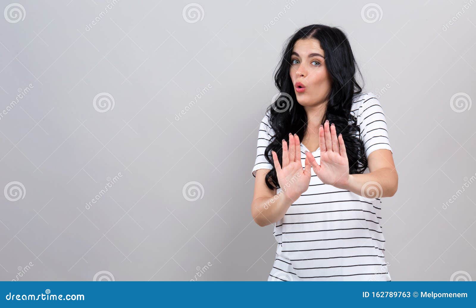 Young Woman Making a Rejection Pose Stock Image - Image of forbidden ...