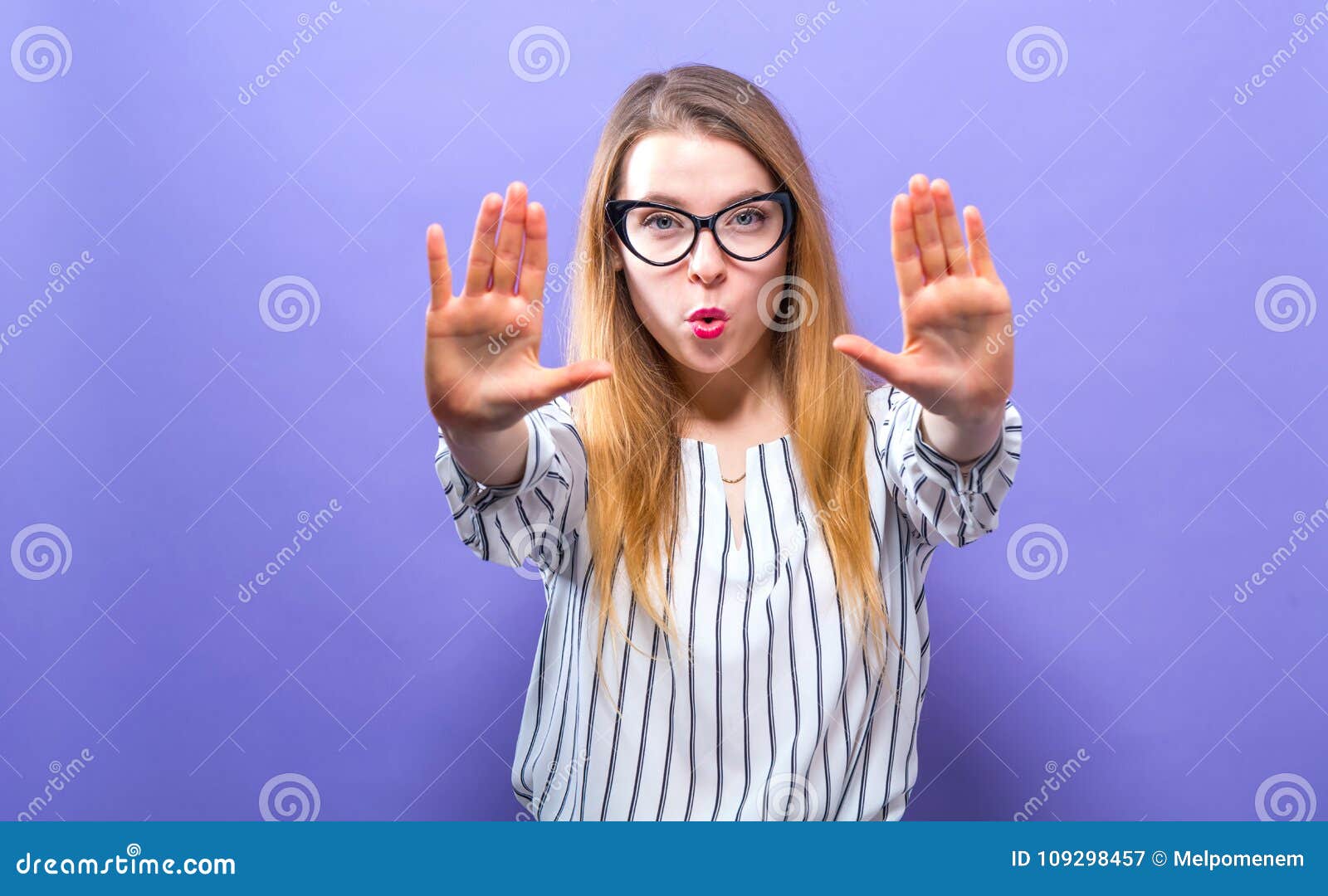 Young Woman Making a Rejection Pose Stock Image - Image of consent ...