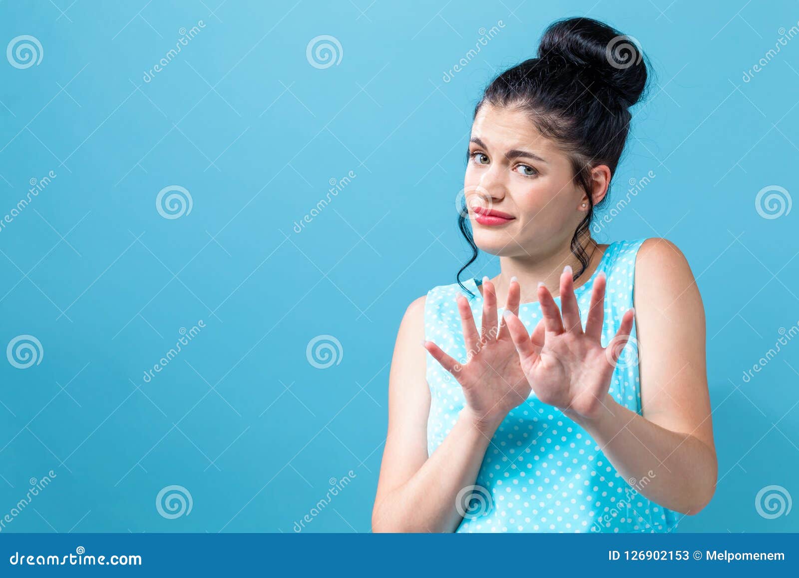 Young Woman Making a Rejection Pose Stock Image - Image of restriction ...