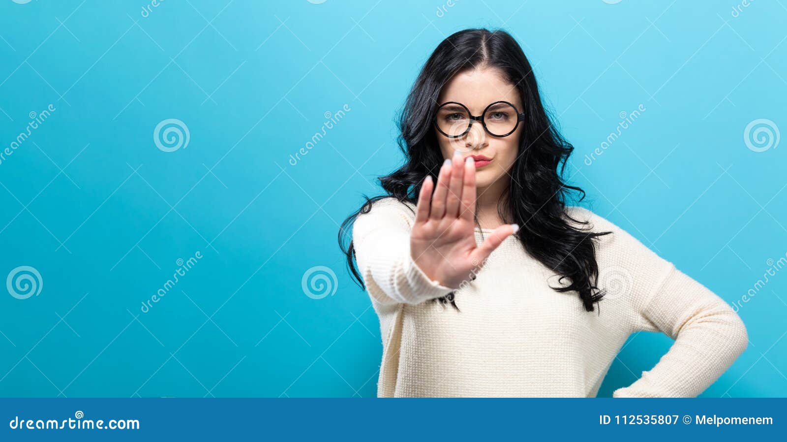 Young Woman Making a Stop Pose Stock Image - Image of expression ...